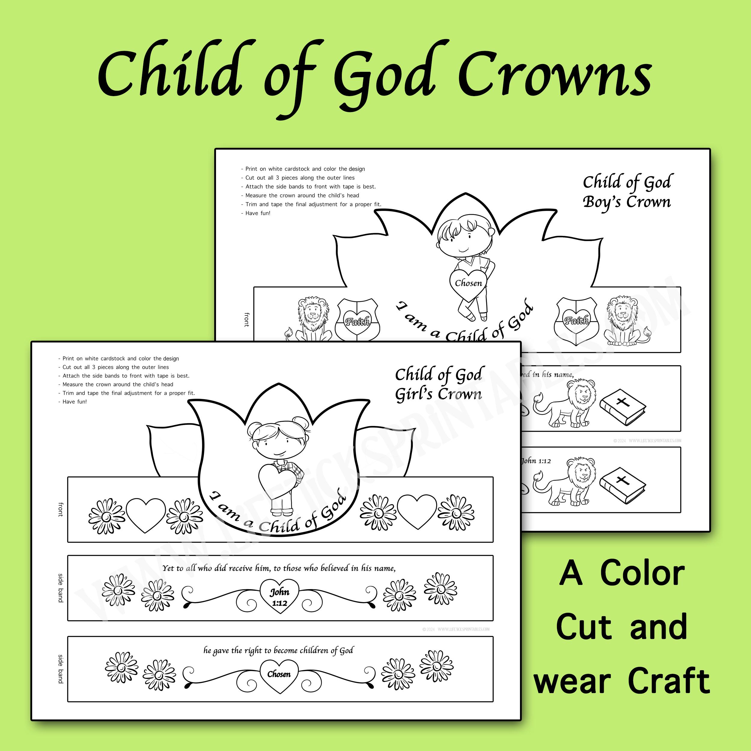 Child of God Crown Craft: Bible Memory Verse Sunday School Activity ...