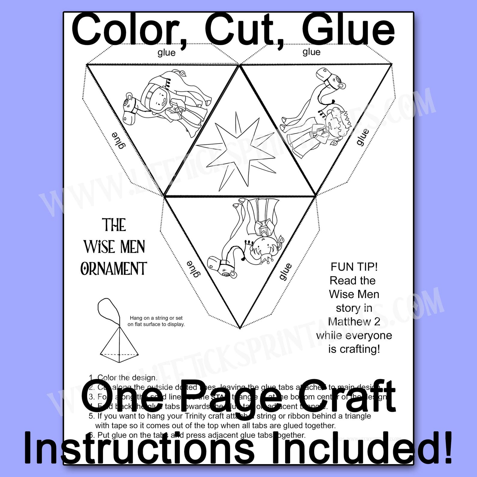 Christmas Wise Men Ornament Craft: Sunday School Coloring Activity (PDF ...