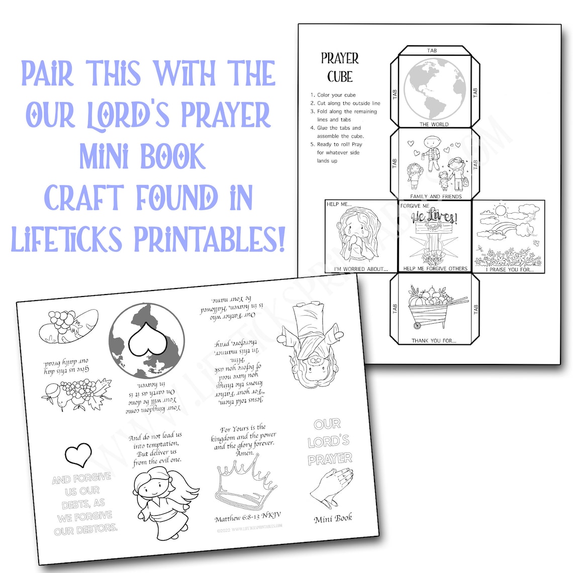 Prayer Coloring Cube Craft: Prayer Teaching Aid (PDF Download) - Etsy