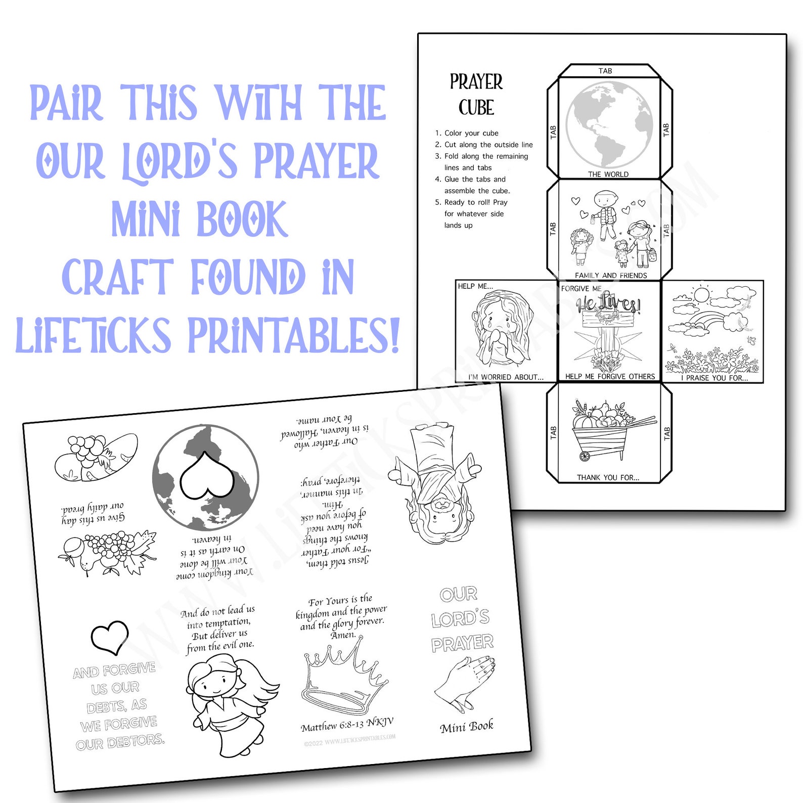 Prayer Coloring Cube Craft: Prayer Teaching Aid (PDF Download) - Etsy