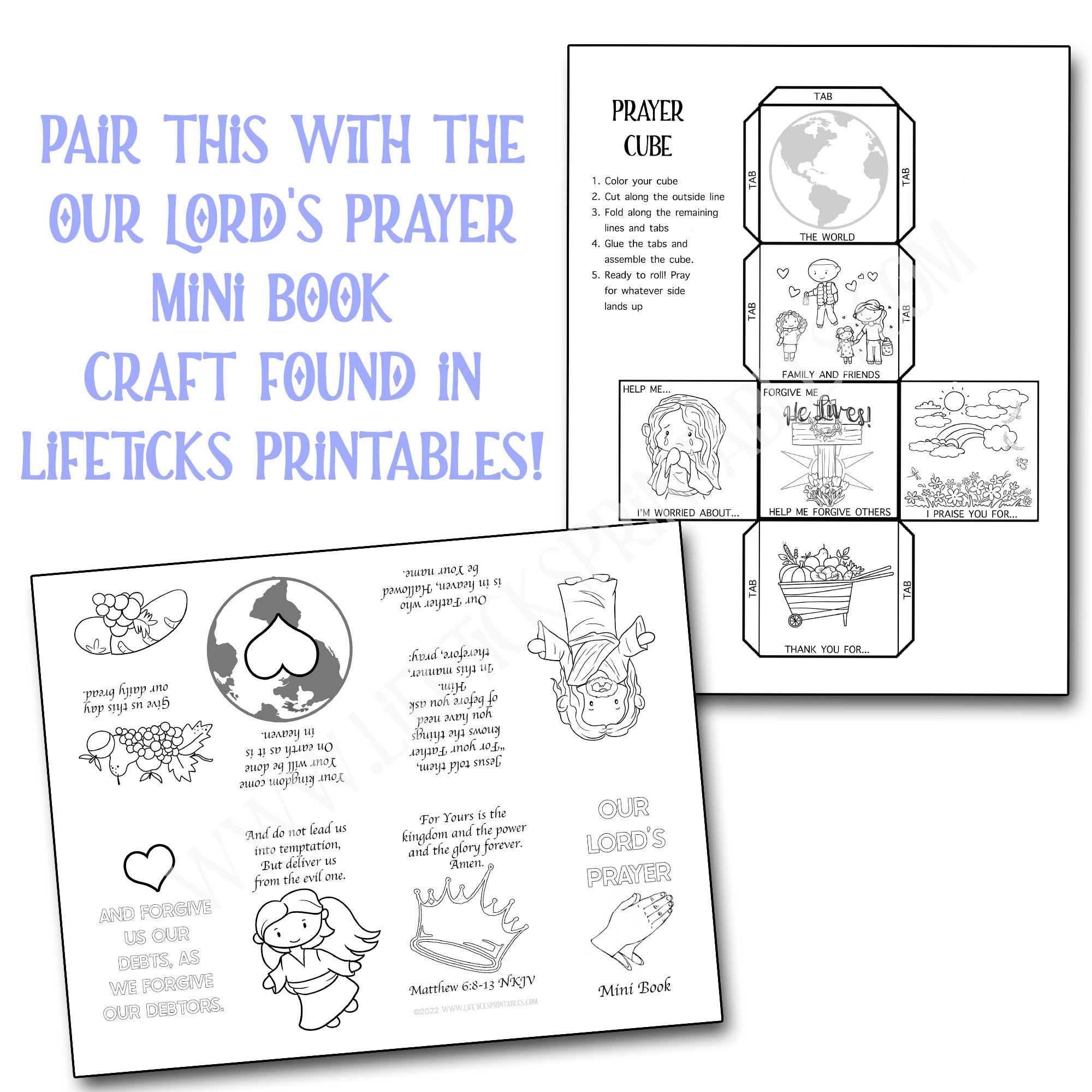 Prayer Coloring Cube Craft: Prayer Teaching Aid (PDF Download) - Etsy