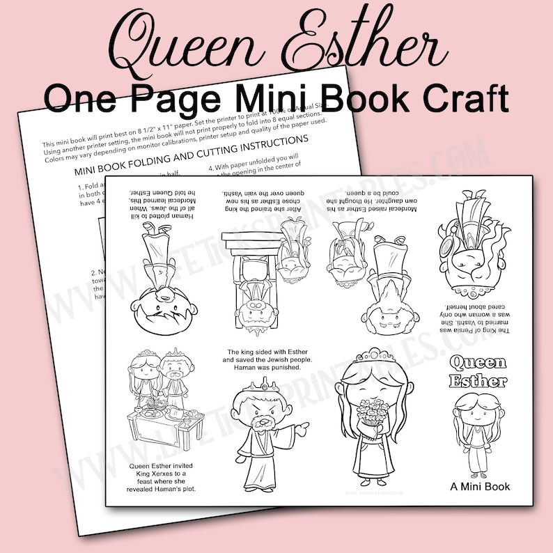 Queen Esther Mini Coloring Book: Bible Craft (PDF Download) - Etsy