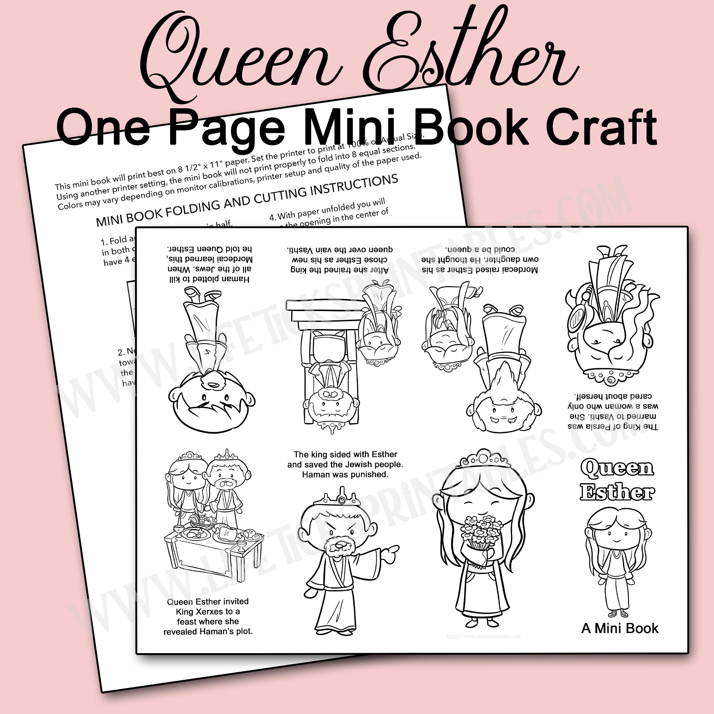 Queen Esther Mini Coloring Book: Bible Craft (PDF Download) - Etsy