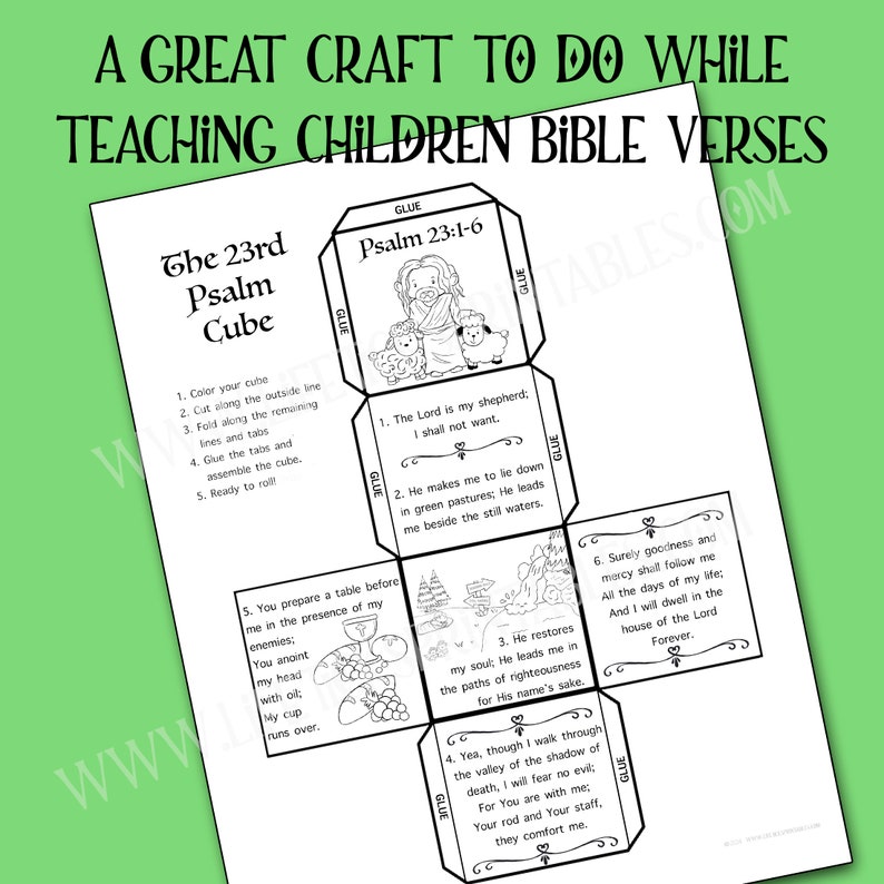 Psalm 23 Cube Coloring Craft | Bible Learning Activity | Home, Church ...