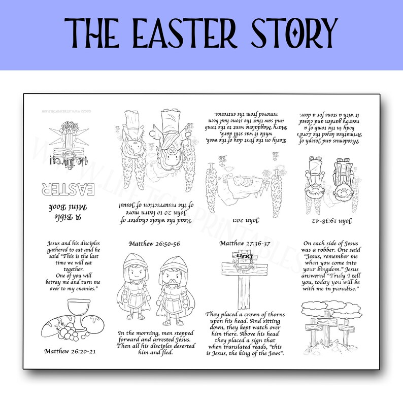 Easter Story Mini Coloring Book: Bible Scripture Activity (PDF Download ...
