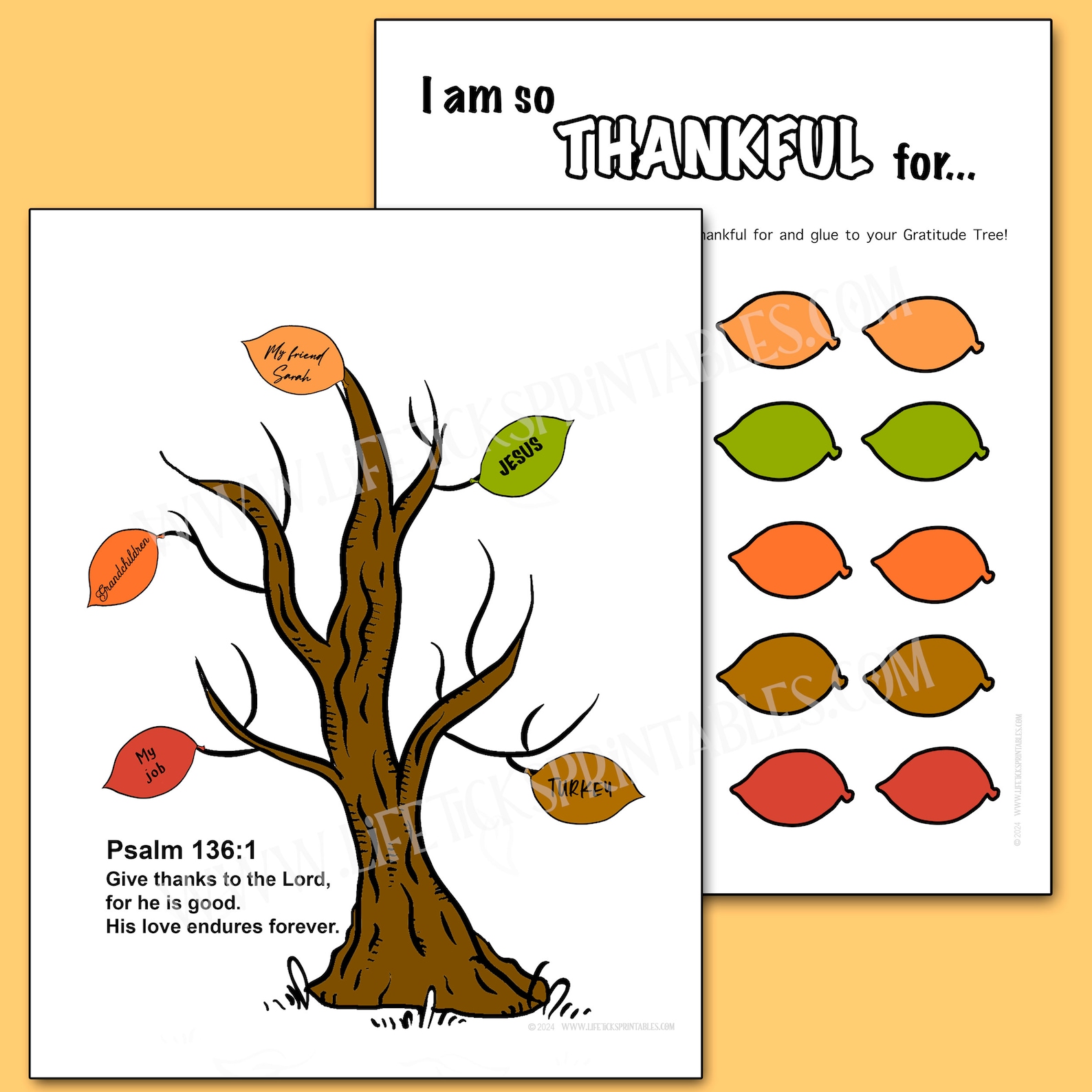 Gratitude Tree Craft: Thanksgiving Counting Blessings Activity & Bible ...