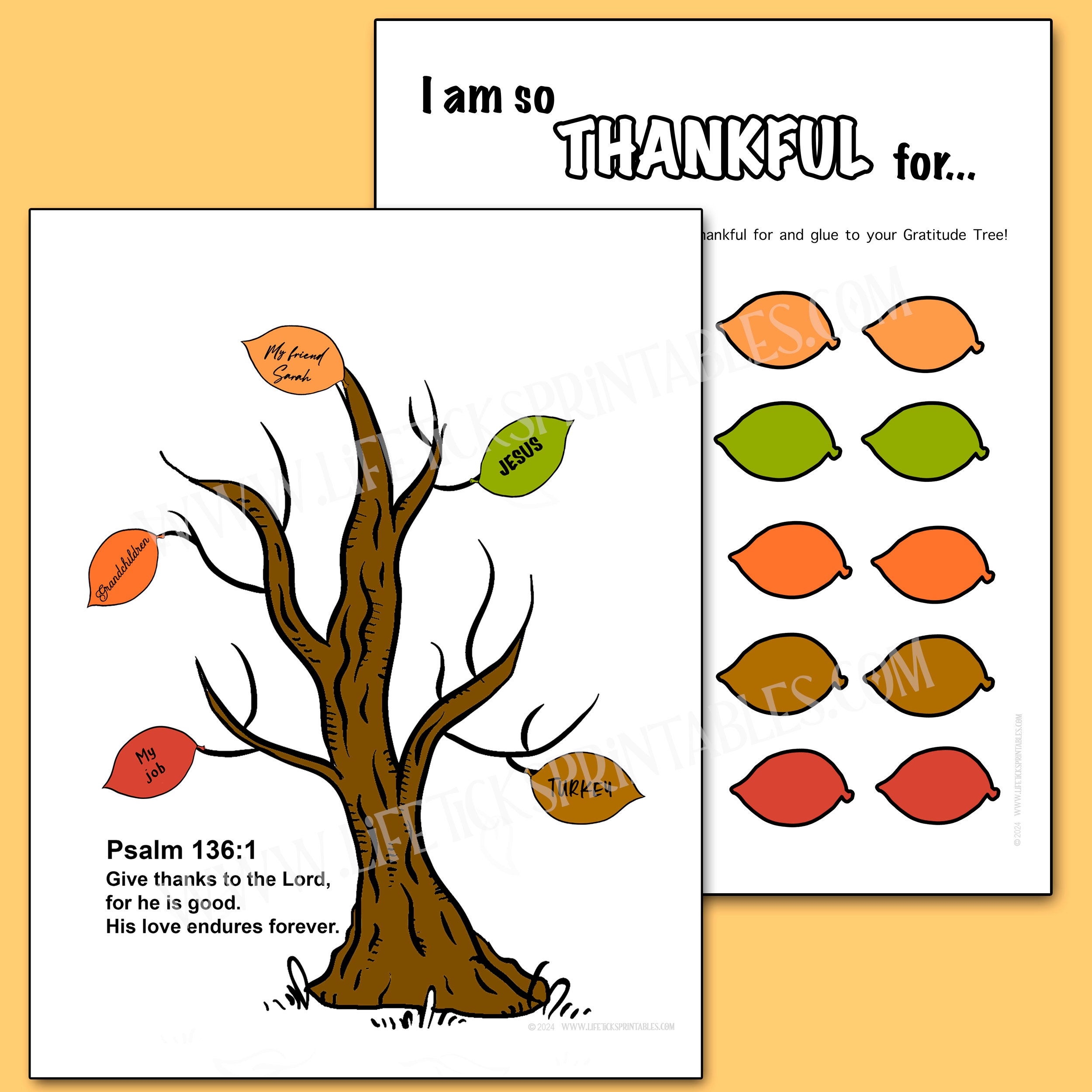Gratitude Tree Craft: Thanksgiving Counting Blessings Activity & Bible ...