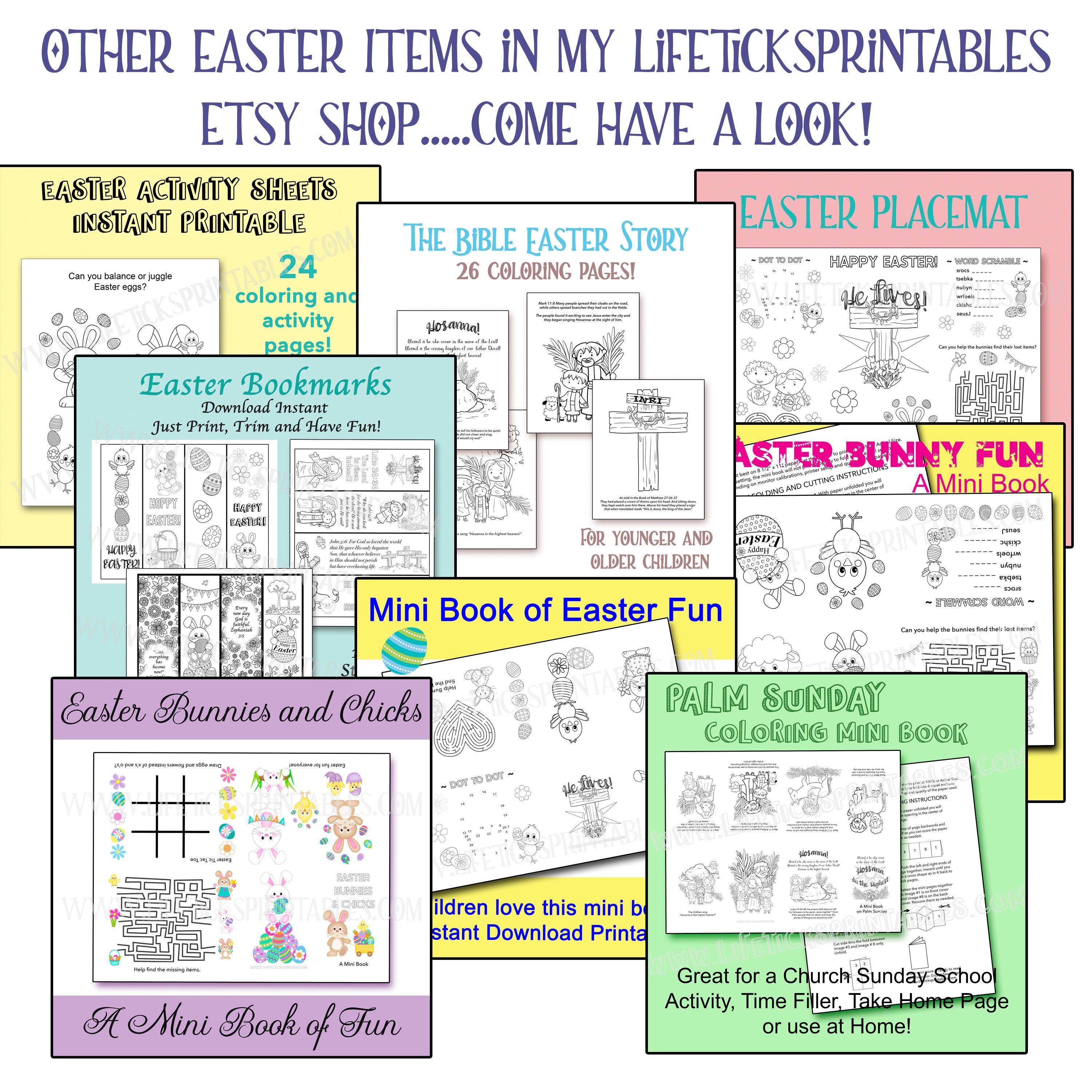 Easter Coloring I-SPY Instant Printable Pages Fun for All Ages Cute ...