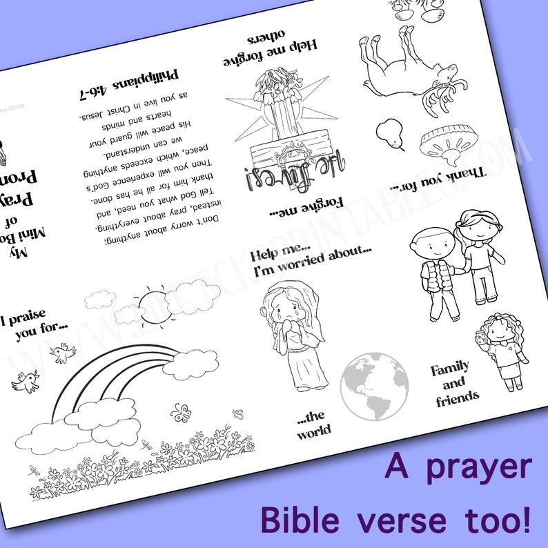 Prayer Prompts Mini Coloring Book Mini Zine Easy One Page Craft for All ...