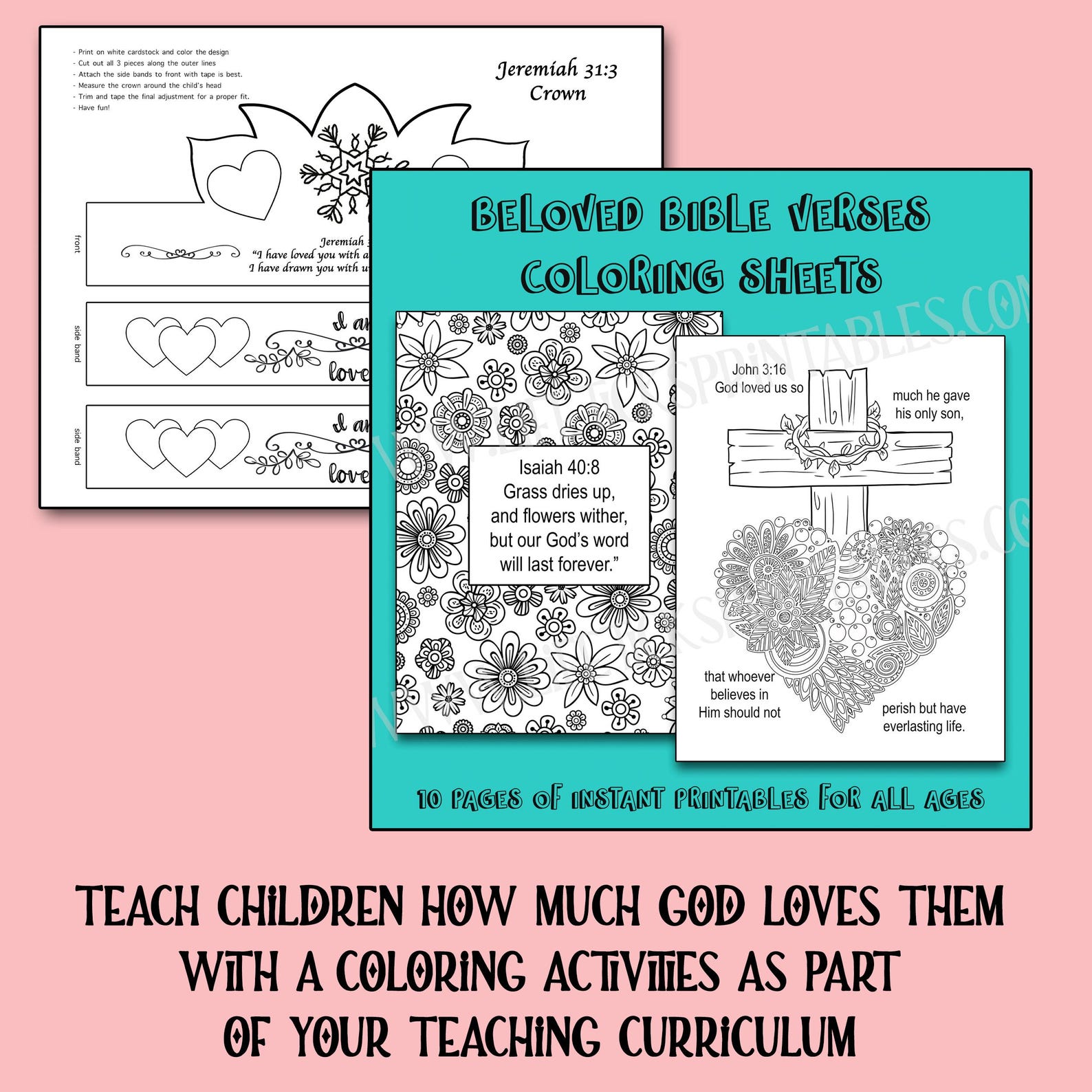 Jeremiah 31:3 Coloring Crown Activity, Bible Memory Verse Craft (PDF ...