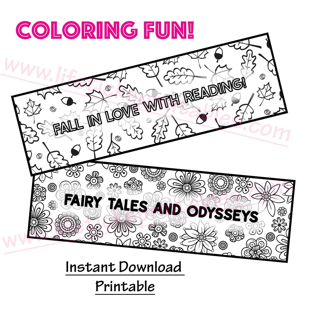 12 Printable Bookmarks to Color Instant Download for Book Lovers of All ...