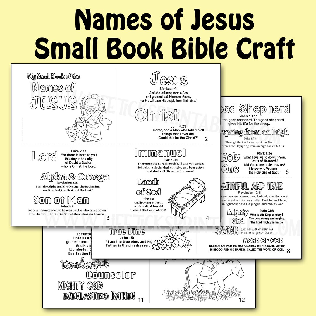 Names of Jesus Small Coloring Book Craft: Bible Verse Activity (PDF ...