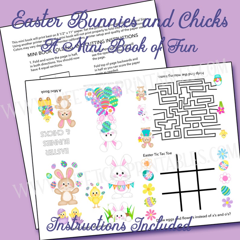 Easter Bunnies & Chicks Instant Printable Mini Book | Mini Zine Created ...