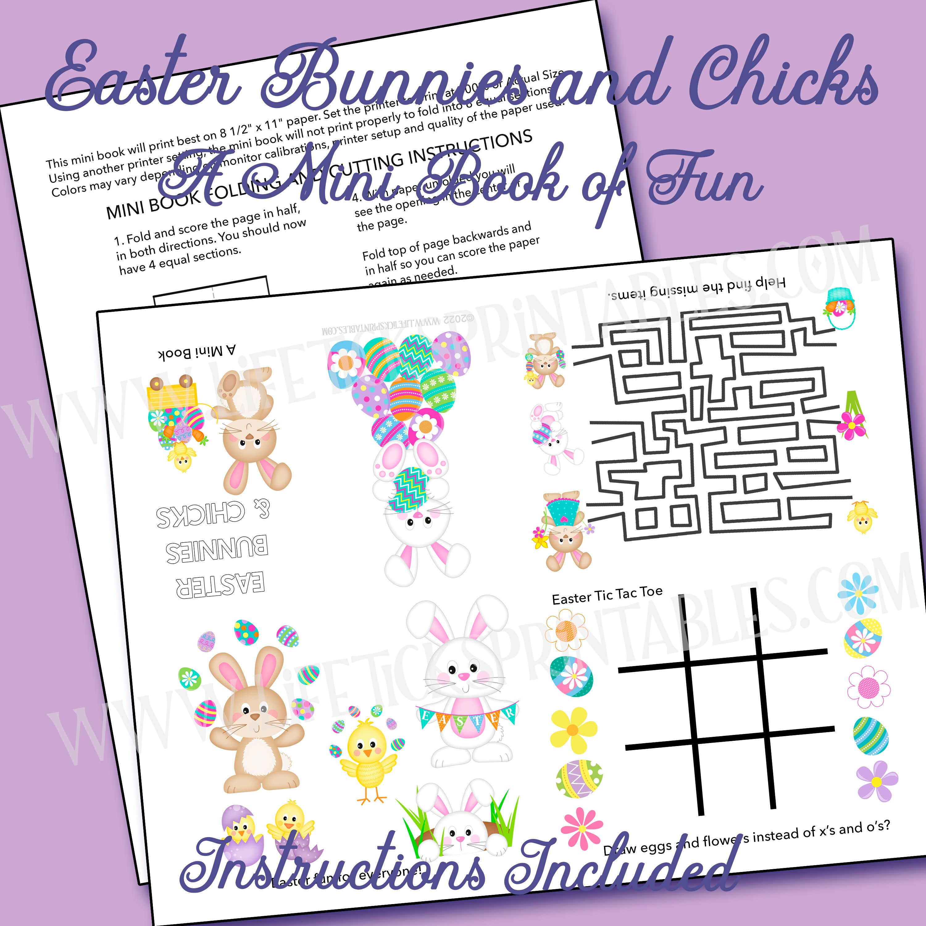 Easter Bunnies & Chicks Instant Printable Mini Book | Mini Zine Created ...