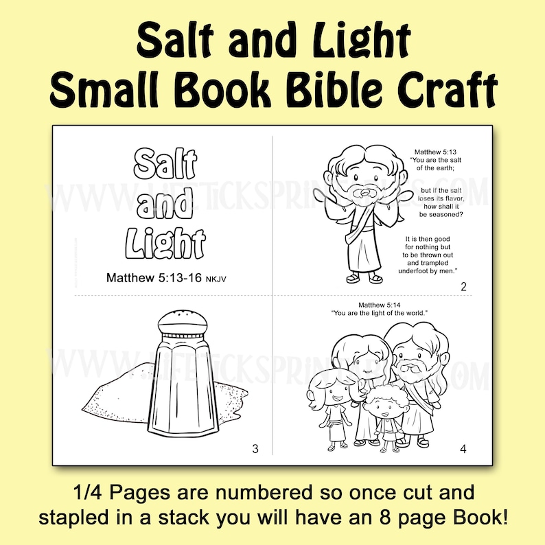 Salt & Light Small Book Bible Craft | Religious Coloring Creation ...