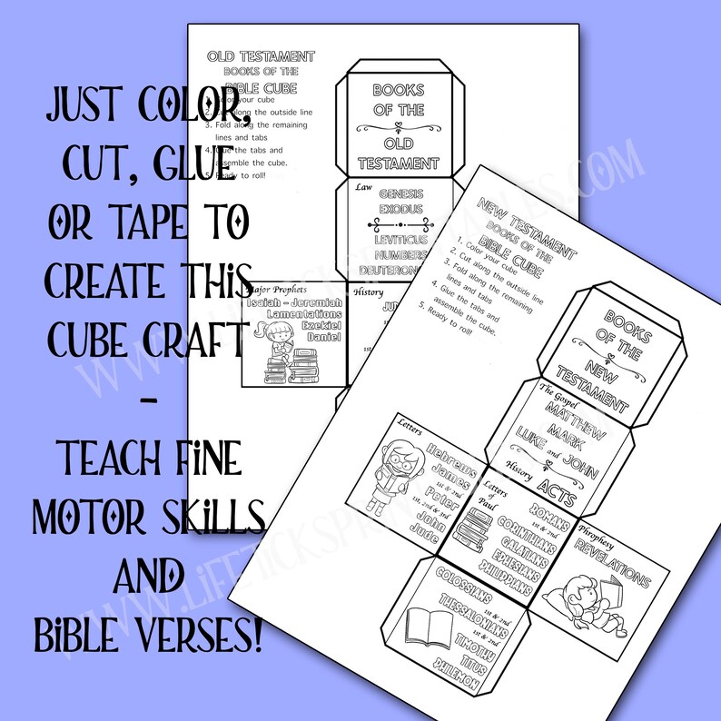 Books of the Bible Coloring Cube Craft: Old and New Testament Activity ...