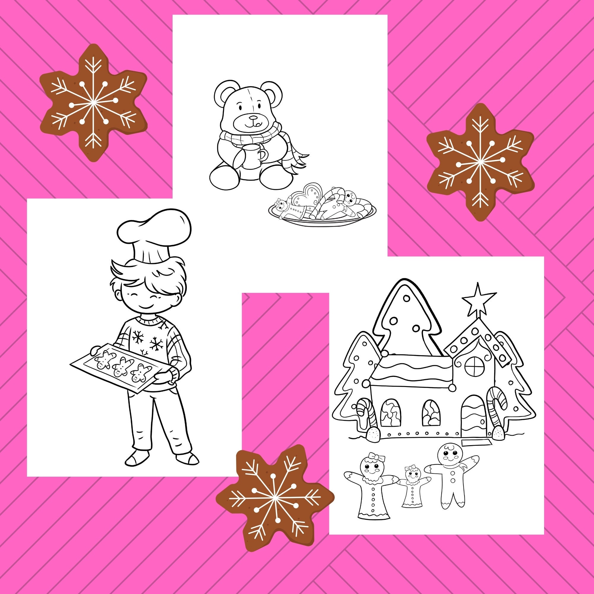 Gingerbread & Christmas Sweets Coloring Pages for Children | Instant ...