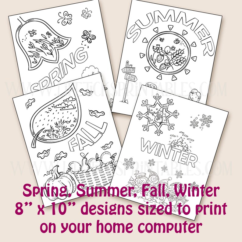 Hojas para colorear de las 4 estaciones / Páginas divertidas para ...