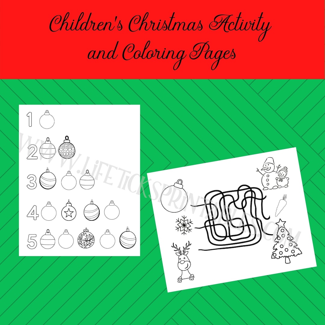 Children's Christmas Activity & Coloring Pages: Learn, Color, Count ...