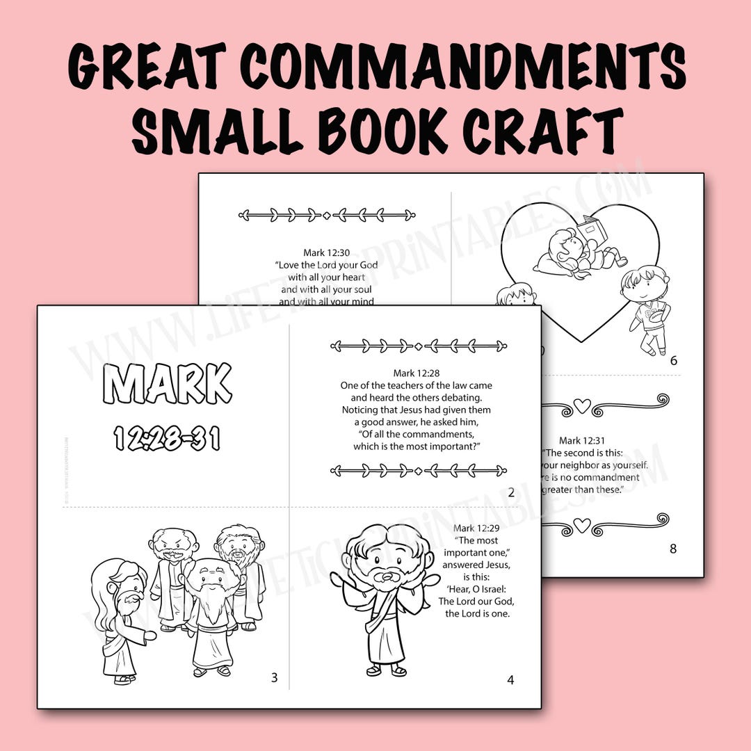 Jesus & the Great Commandments Small Book Craft | Mark 12 Bible Story ...