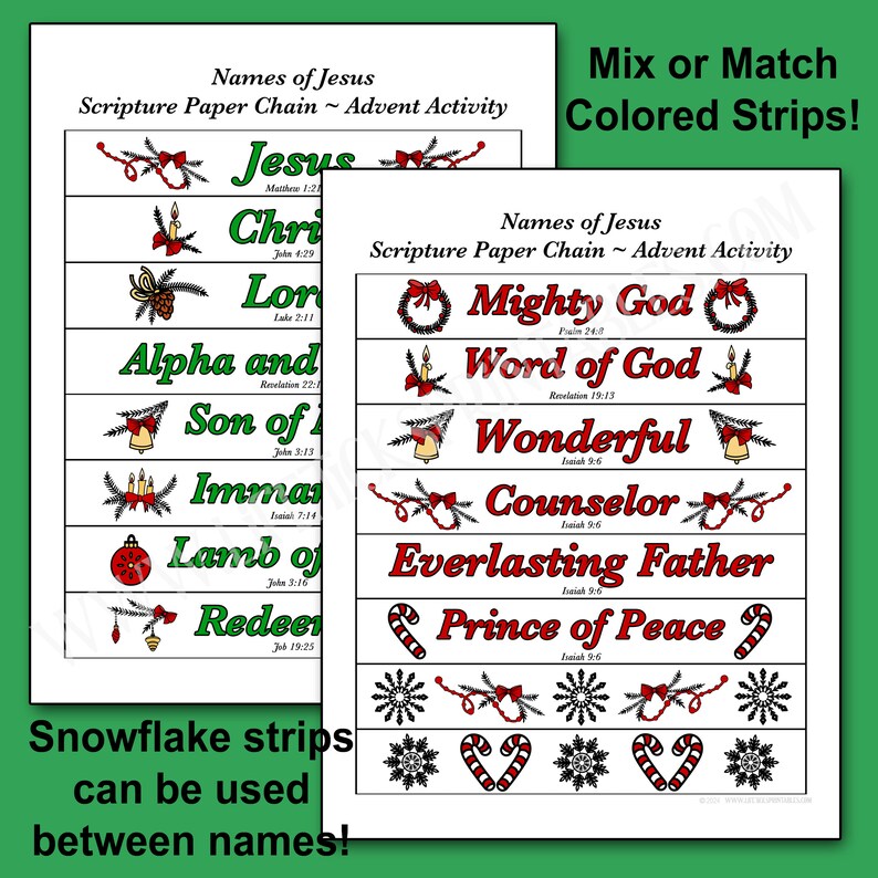 The Names of Jesus Paper Chain Activity: Christmas Decoration Craft ...