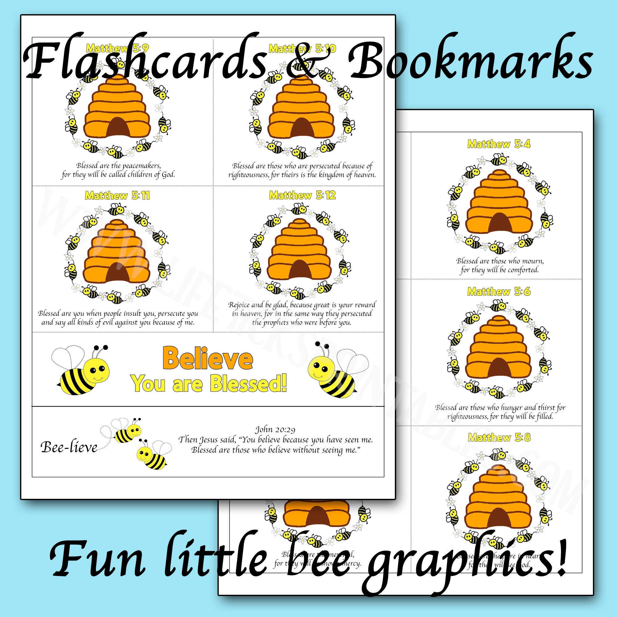 The Beatitudes Coloring Flashcards & Bookmarks Bible Learning Coloring ...