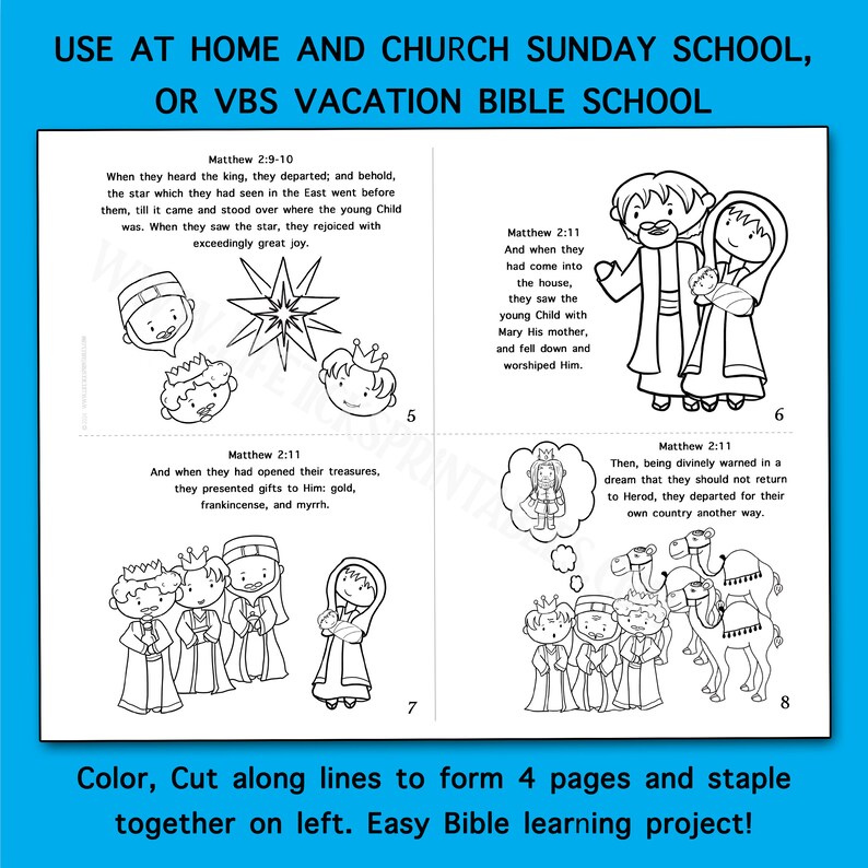 The Magi Small Book Craft: the 3 Wise Men Coloring & Bible Verse ...