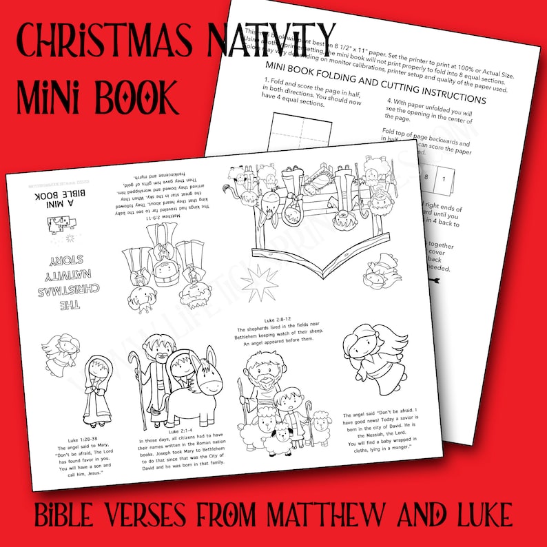 Christmas Nativity Story Mini Coloring Book (PDF Download) - Etsy