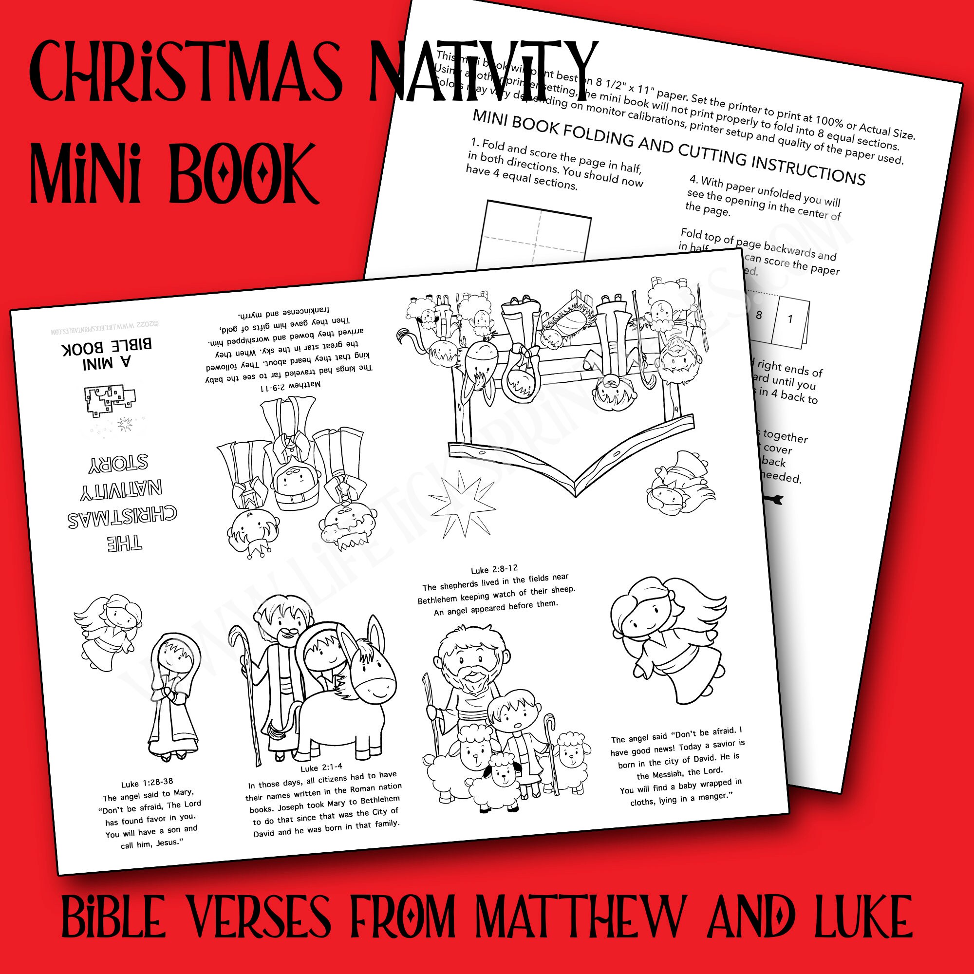 Christmas Nativity Story Mini Coloring Book (PDF Download) - Etsy