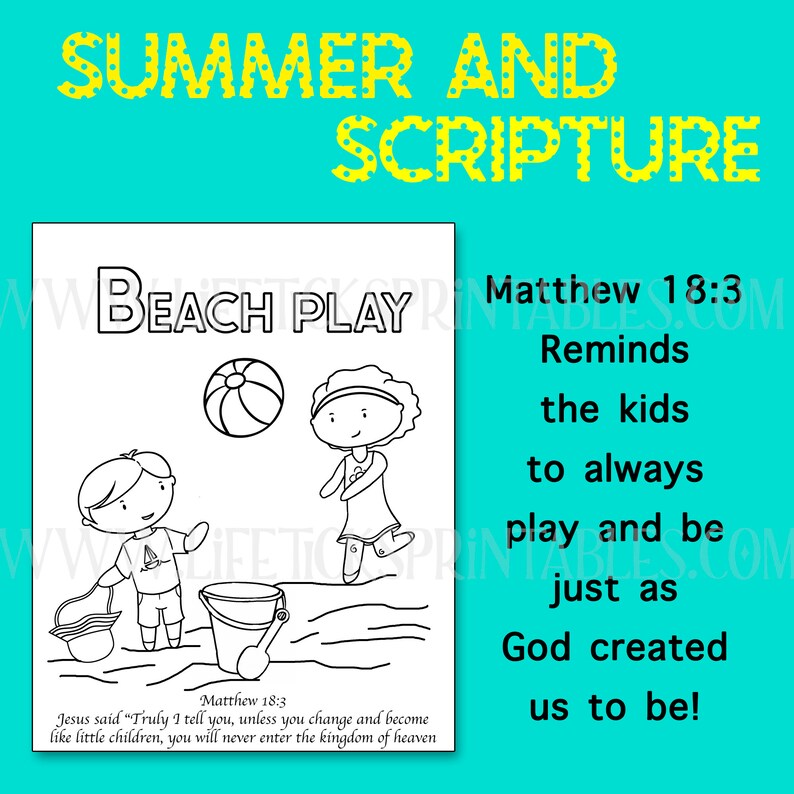 Summer and Scripture Coloring Pages 5 Coloring Sheets With - Etsy