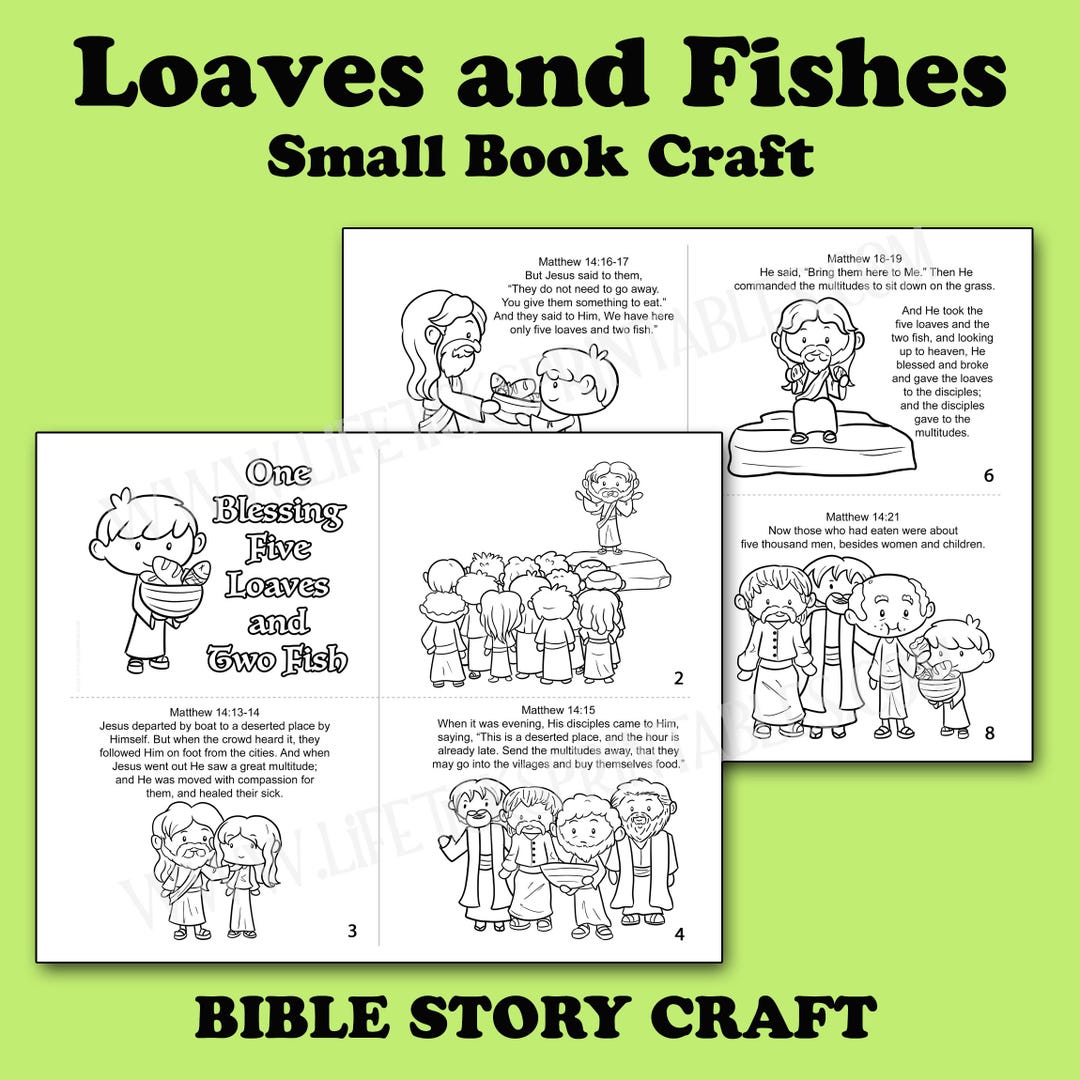 Loaves & Fishes Small Book Craft | Matthew 14 Feeding the 5000 Bible ...