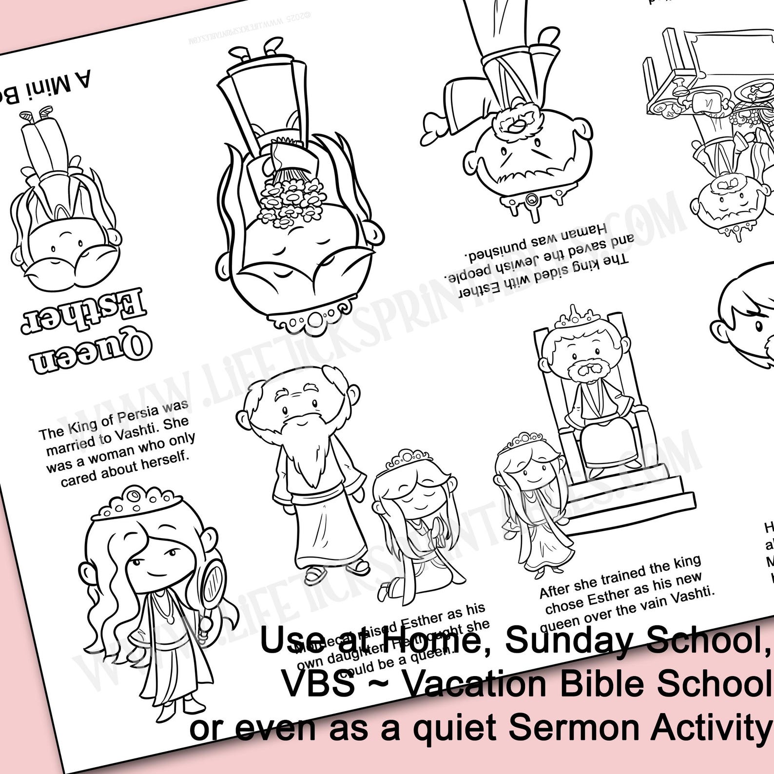 Queen Esther Mini Coloring Book: Bible Craft (PDF Download) - Etsy