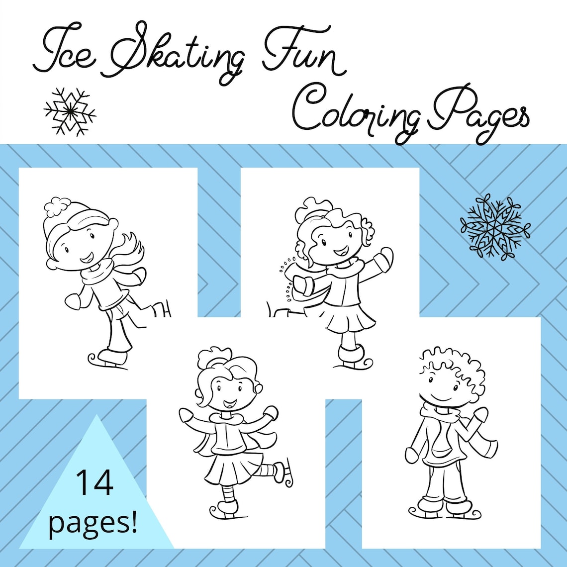 14 Pages of Ice Skating Children Snowflakes Ice Skates Instant ...