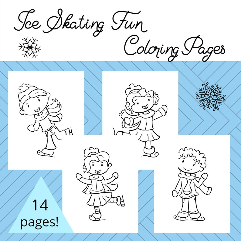 14 Pages of Ice Skating Children | Snowflakes | Ice Skates | Instant ...