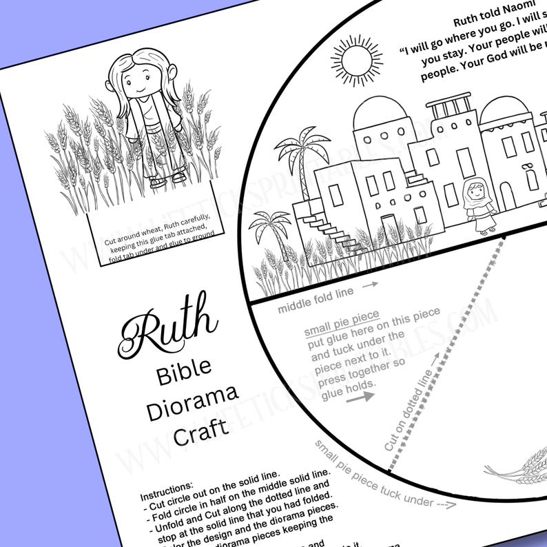 Ruth Diorama Craft: Bible Memory Verse Coloring Activity (PDF Download ...