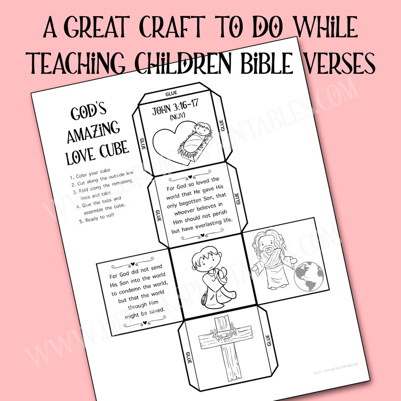God's Love Coloring Cube Craft John 3:16-17 Activity (PDF) - Etsy