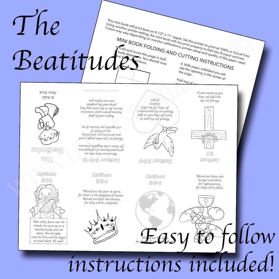 Beatitudes Mini Coloring Book: Bible Verses Zine (PDF Download) - Etsy