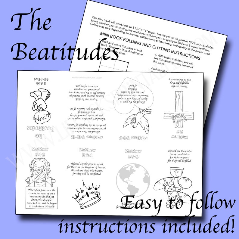 Beatitudes Mini Coloring Book: Bible Verses Zine (PDF Download) - Etsy