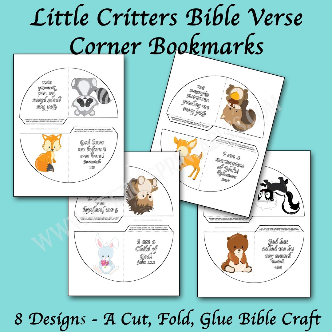 Little Critters Bible Verse Corner Bookmarks | Cute Colored Woodland ...