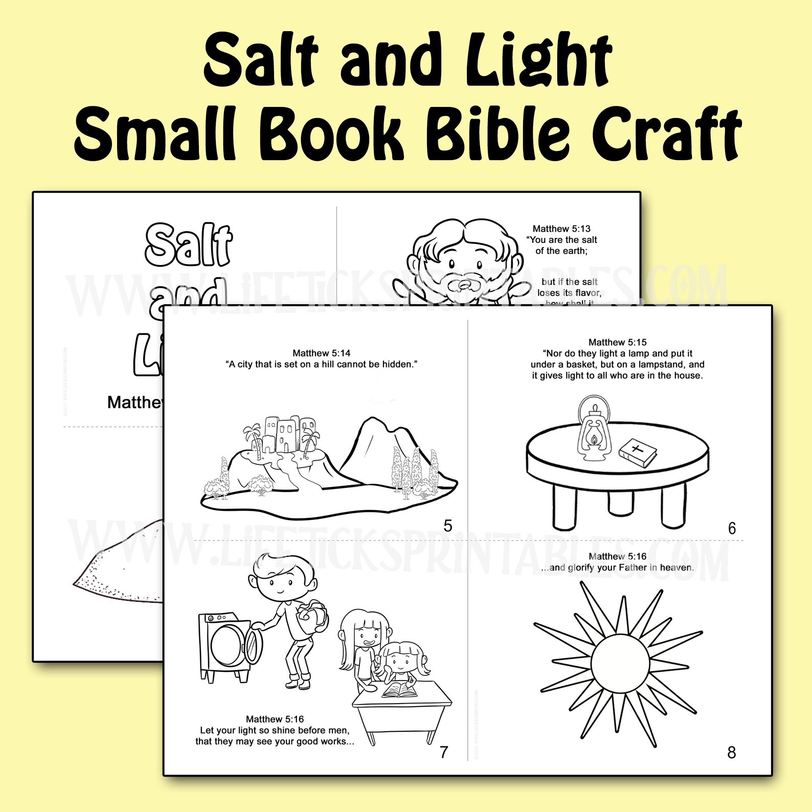 Salt & Light Bible Verse Small Coloring Book Craft: Sunday School ...