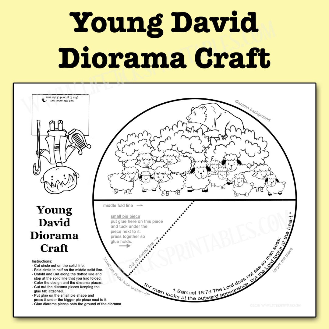 Young Shepherd David Diorama Craft: Bible Memory Verse Coloring ...