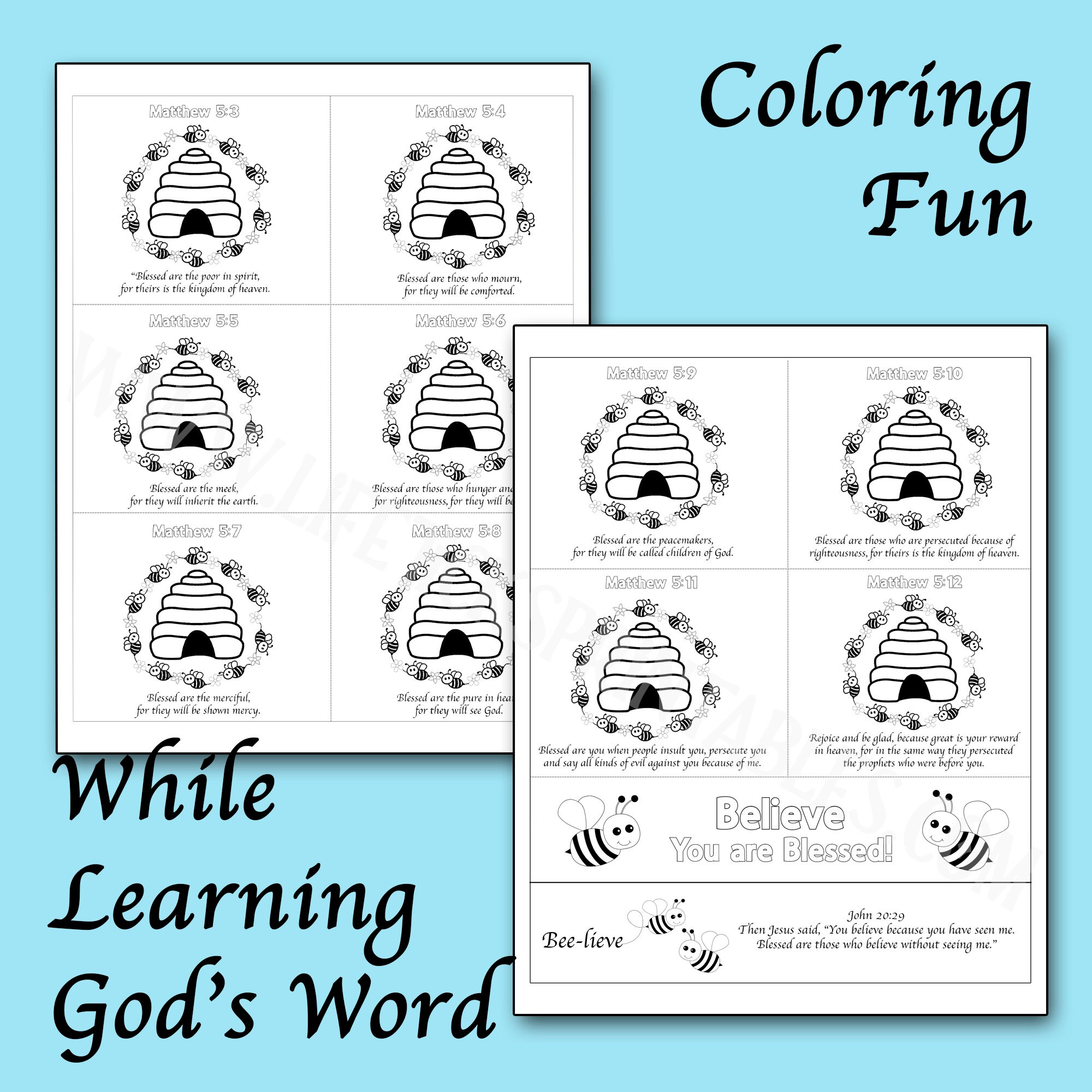 The Beatitudes Coloring Flashcards & Bookmarks | Bible Learning ...