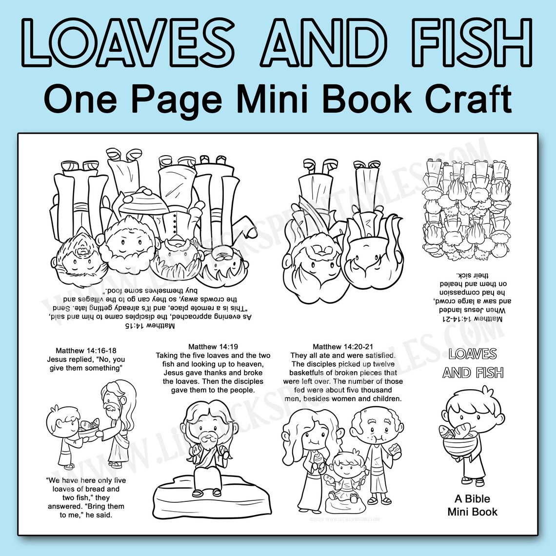Jesus Loaves & Fish Mini Coloring Book: Bible Verse Craft (PDF) - Etsy