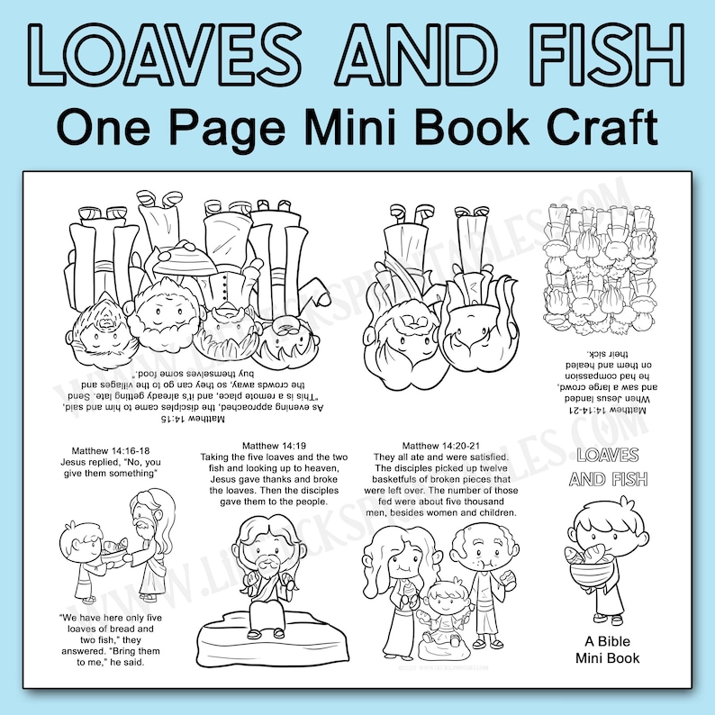 Jesus Blessed Loaves & Fish Mini Coloring Book | Bible Scripture Craft ...