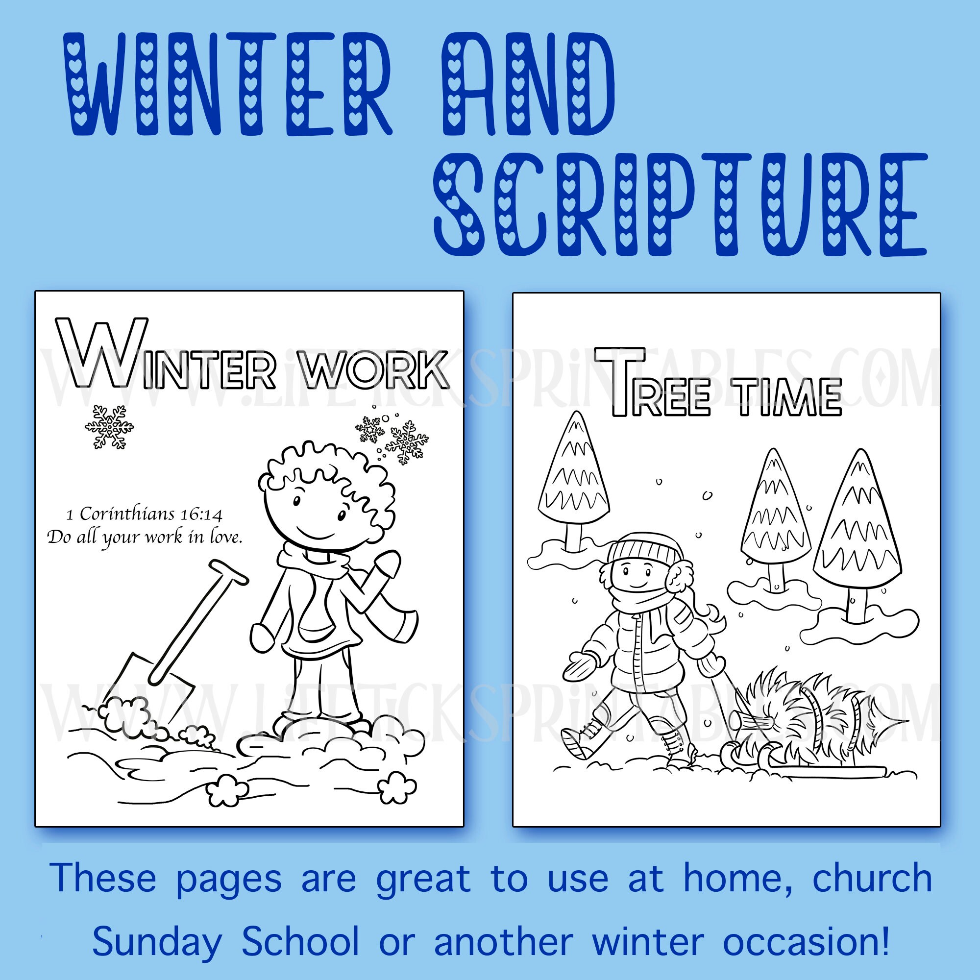 Winter and Scripture Coloring Pages | 5 Coloring Sheets With Bible ...