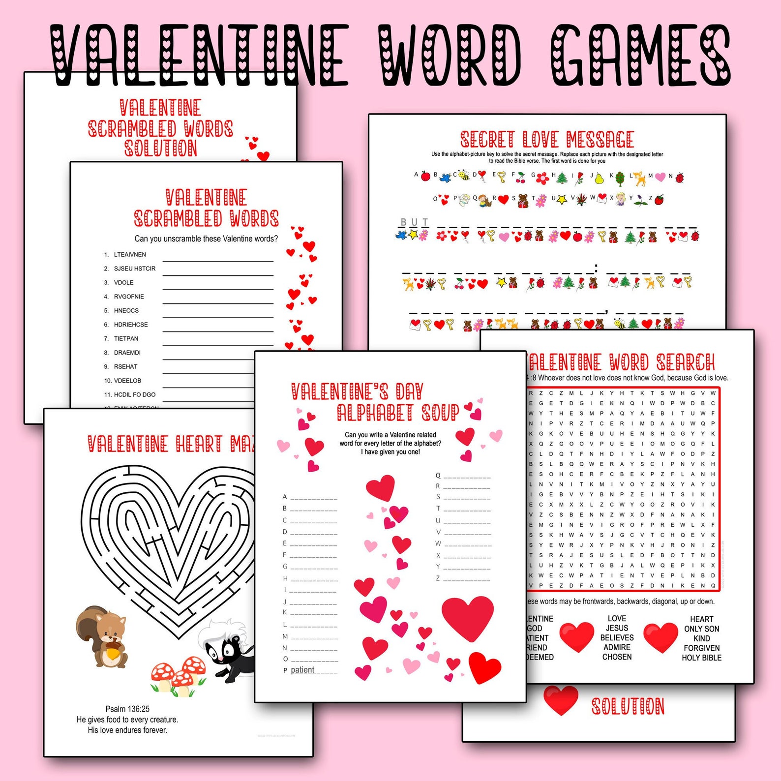 Valentine Word Games | for All Ages | Home, Church School Activity ...