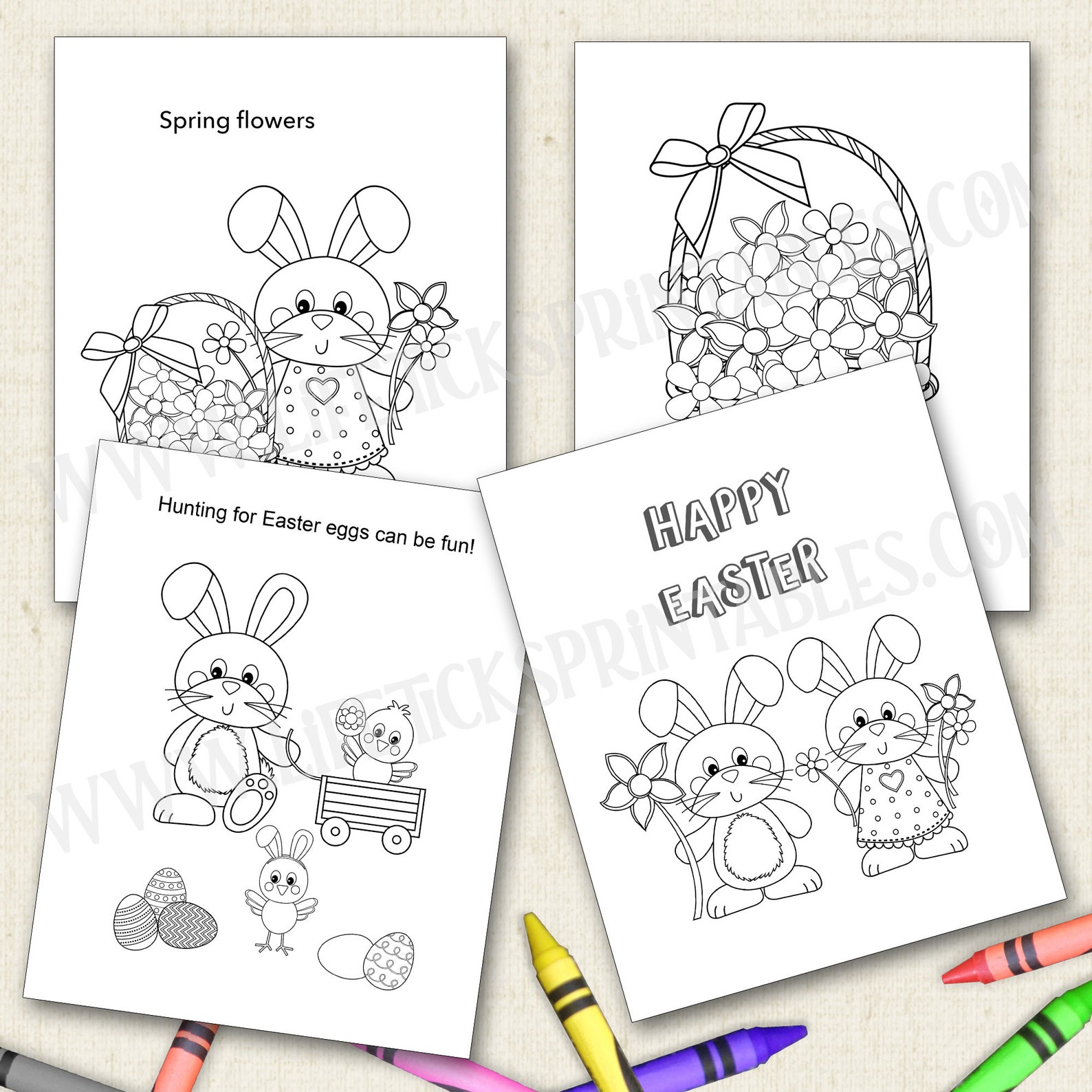 Easter Coloring and Activity Pages Bunnies, Chicks and Easter Egg ...
