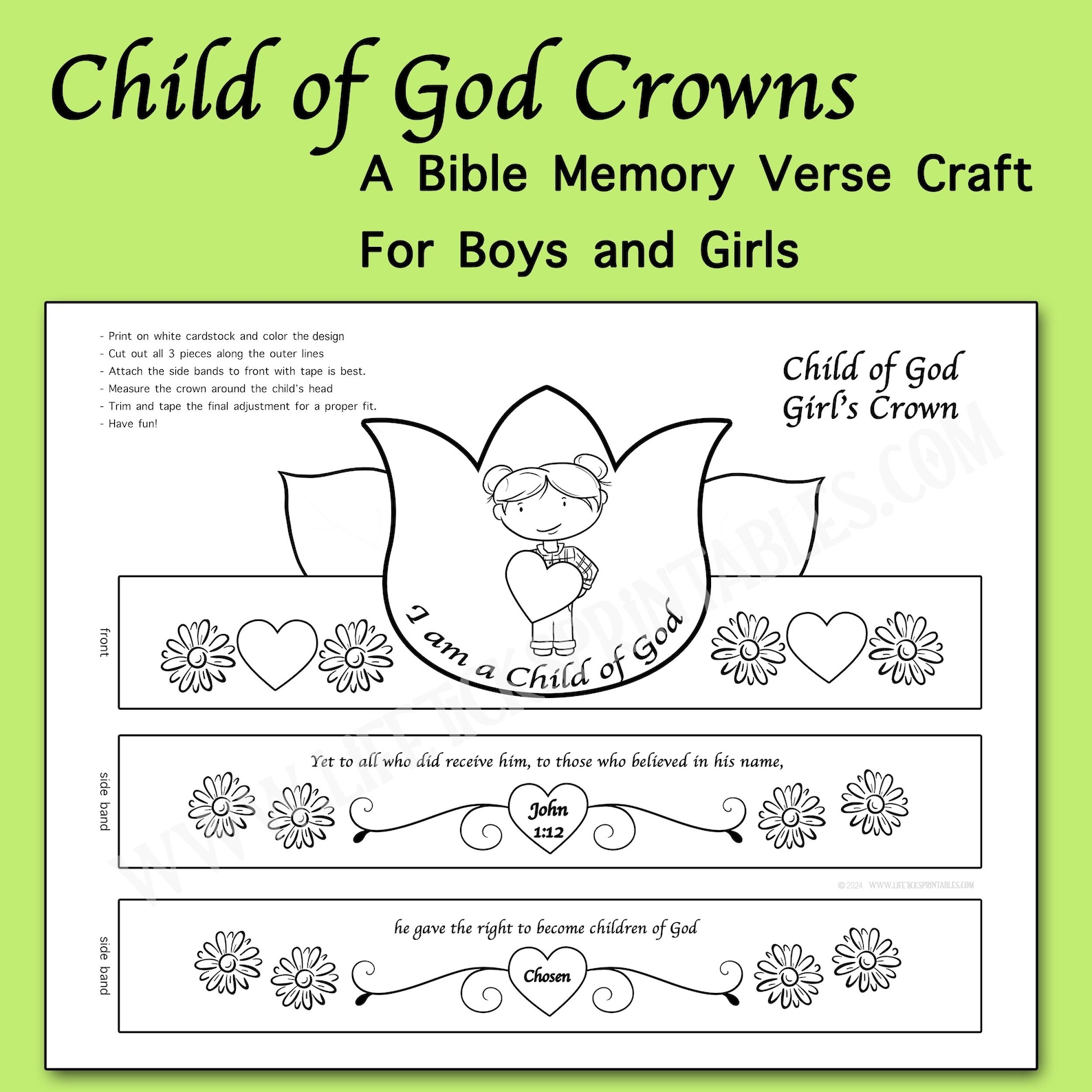 Child of God Crown Craft: Bible Memory Verse Sunday School Activity ...