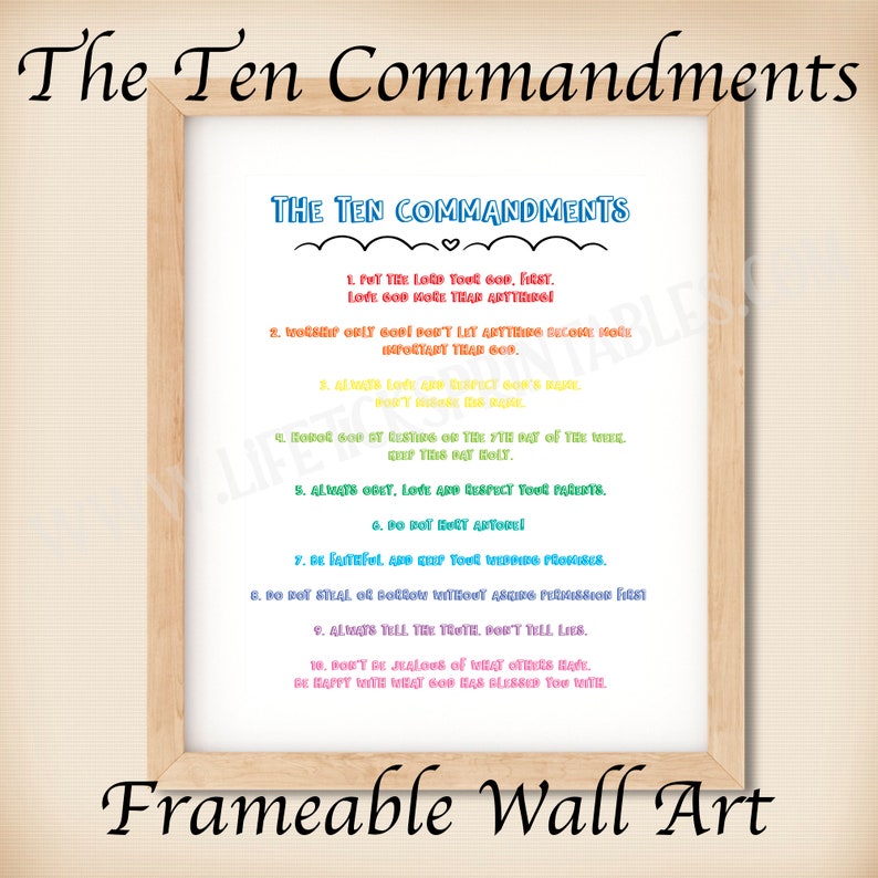 The 10 Commandments Bulletin Board and Frameable Wall Art Exodus 20 ...