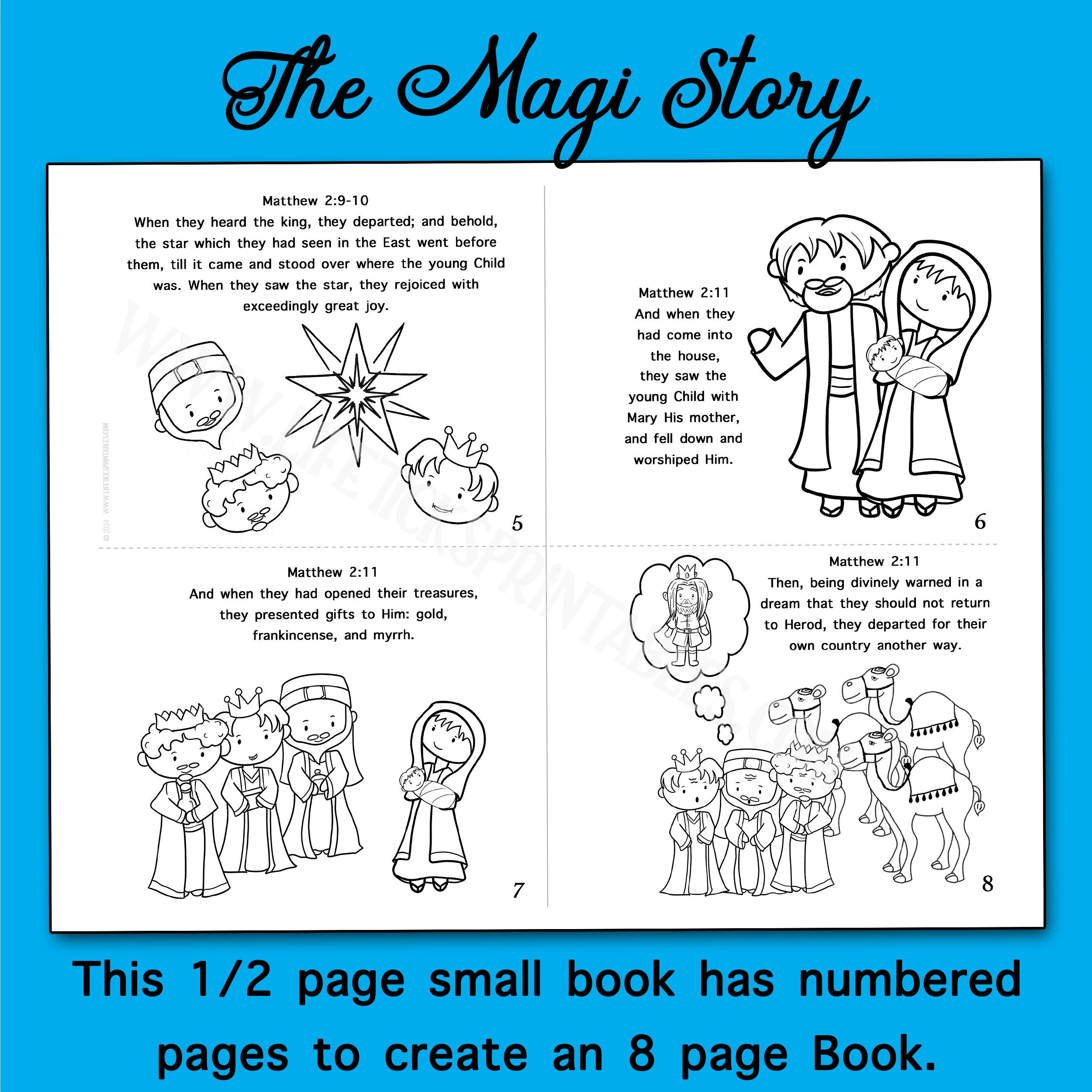 The Magi Small Book Craft: the 3 Wise Men Coloring & Bible Verse ...